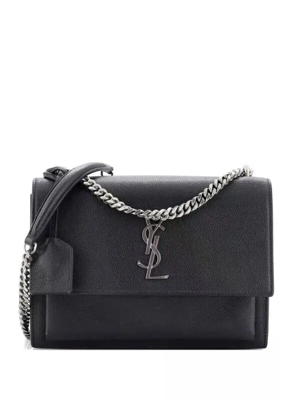 Saint Laurent Sunset Leather Medium Crossbody Bag - Grey