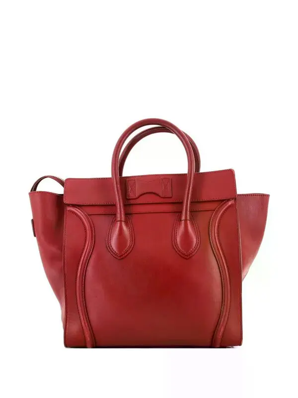 Celine Luggage Bag Smooth Leather Mini Tote Bag - Red