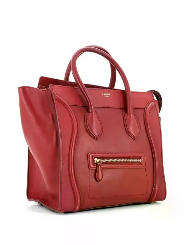 Celine Luggage Bag Smooth Leather Mini Tote Bag - Red