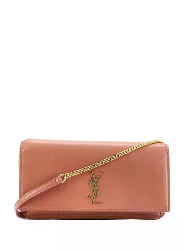 Saint Laurent Monogram Leather Phone Holder Shoulder Bag - Neutrals