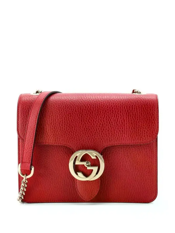 Gucci Interlocking Leather Small Shoulder Bag - Red