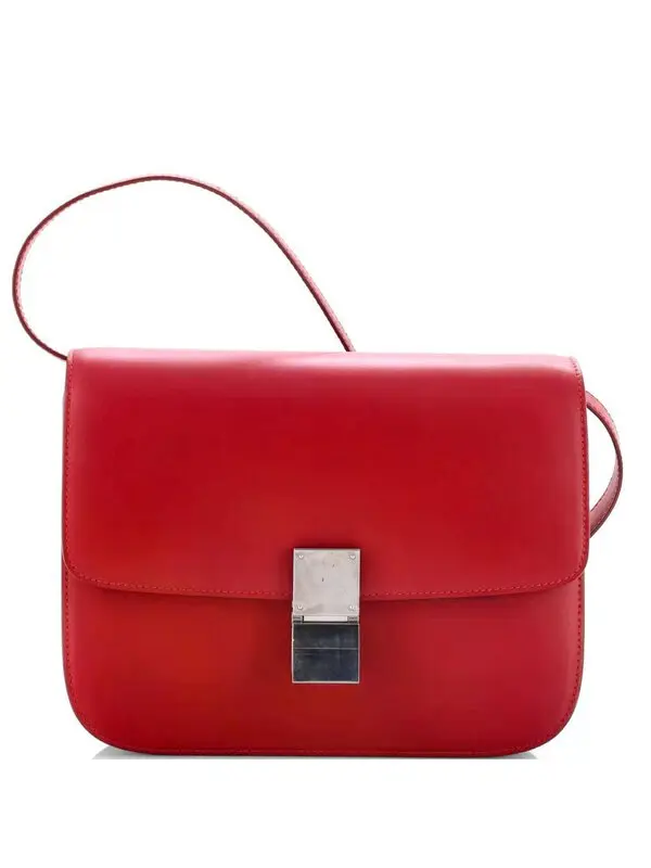 Celine Classic Box Bag Smooth Leather Medium Crossbody Bag - Red