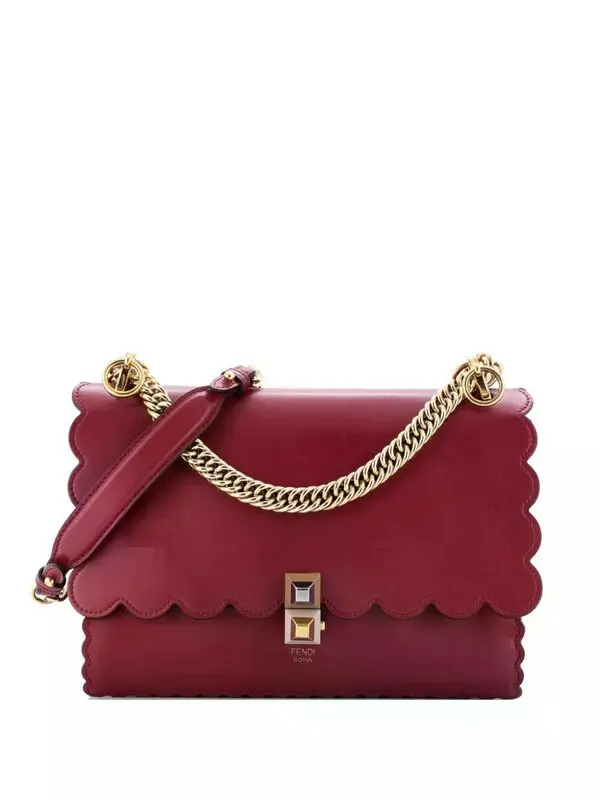 Fendi Kan I Leather Shoulder Bag - Red