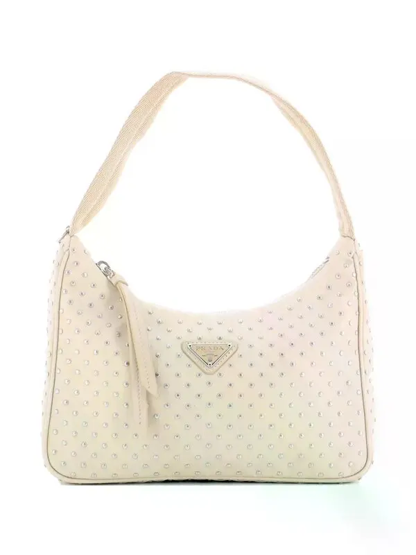Prada Re-edition 2000 Studded Hobo Mini Shoulder Bag - Neutrals