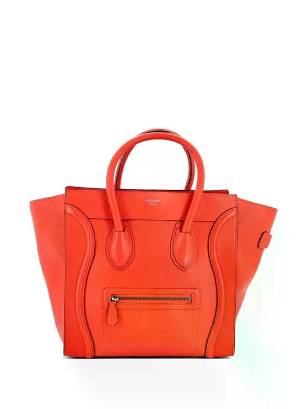 Celine Luggage Bag Grainy Leather Mini Tote - Red