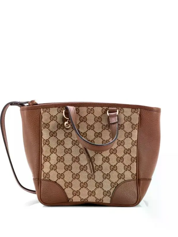 Gucci Bree Convertible Tote Gg Canvas With Leather Small Crossbody Bag - Brown
