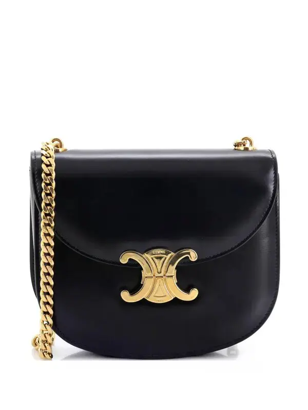 Celine Triomphe Besace Clea Chain Flap Bag - Black