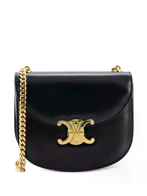 Celine Triomphe Besace Clea Chain Flap Bag - Black