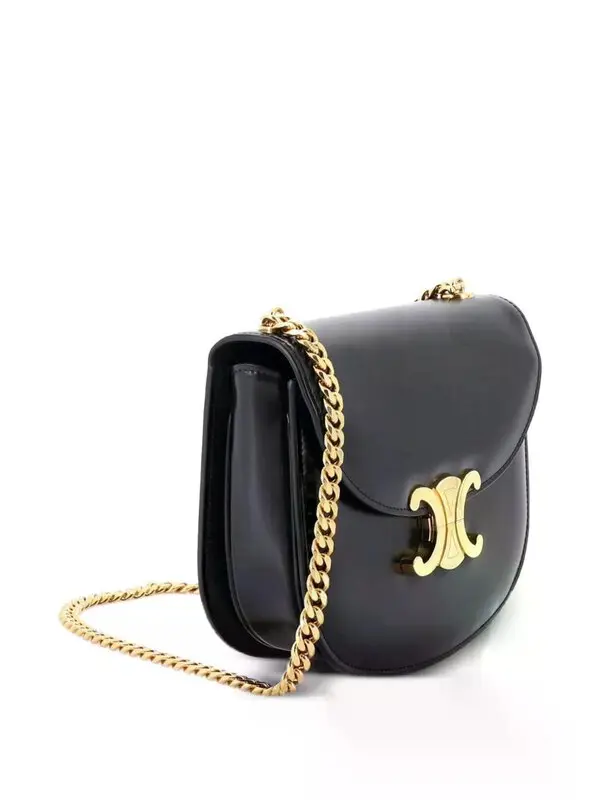 Celine Triomphe Besace Clea Chain Flap Bag - Black