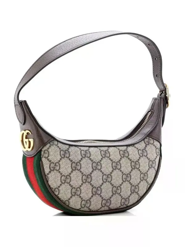 Gucci Ophidia Half Moon Bag Gg Coated Canvas Mini Hobo Bag - Brown