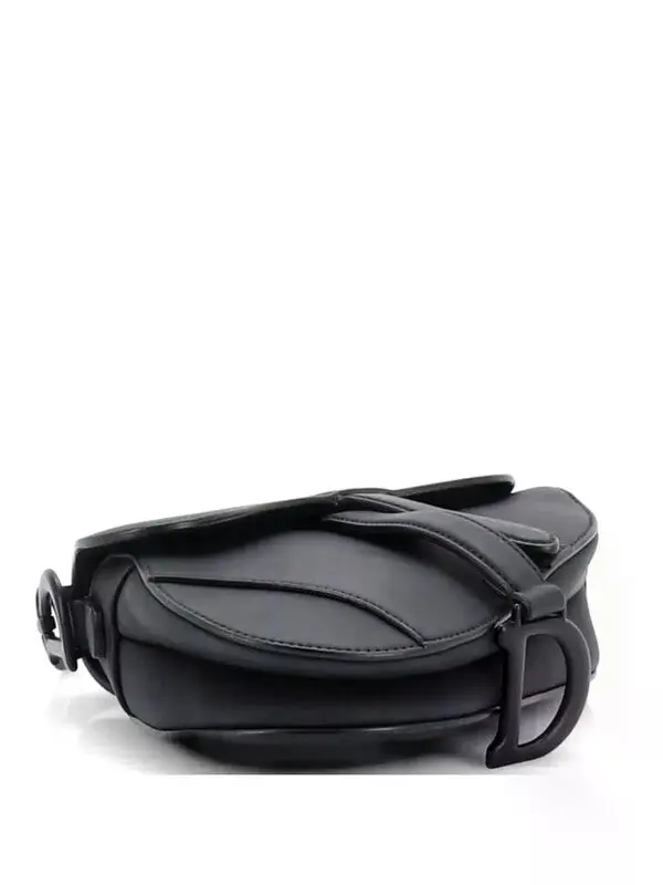 Dior Ultra Matte Saddle Handbag Leather Mini Shoulder Bag - Black