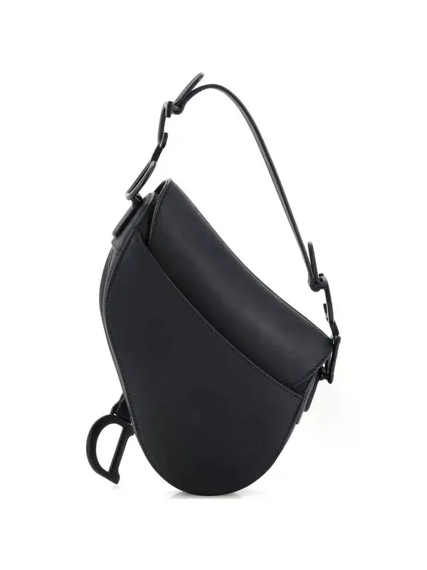 Dior Ultra Matte Saddle Handbag Leather Mini Shoulder Bag - Black