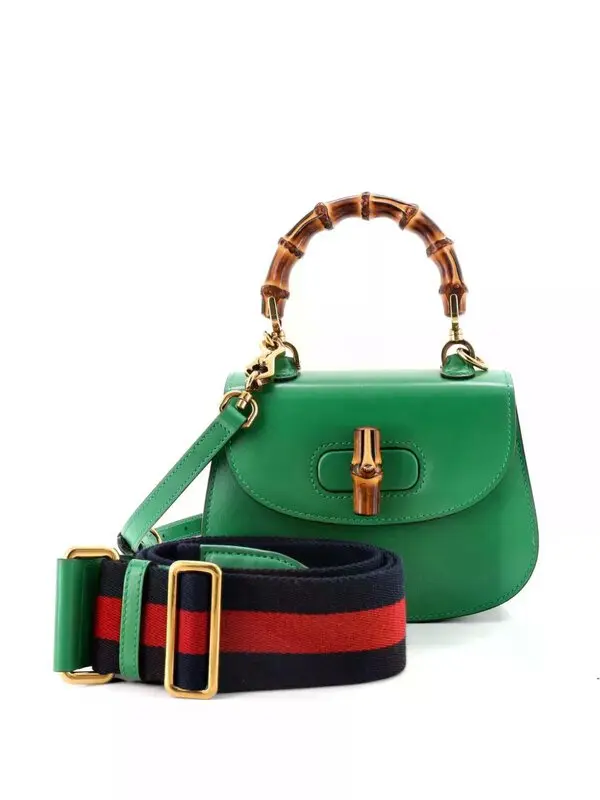 Gucci Bamboo 1947 Top Handle Bag Leather Mini Shoulder Bag - Green