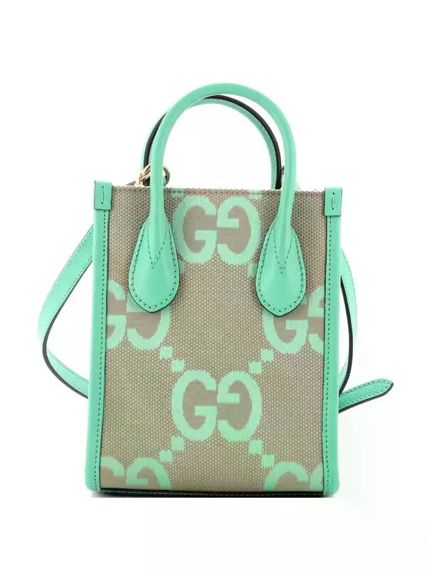 Gucci Vertical Tote Jumbo Gg Canvas Mini Crossbody Bag - Green