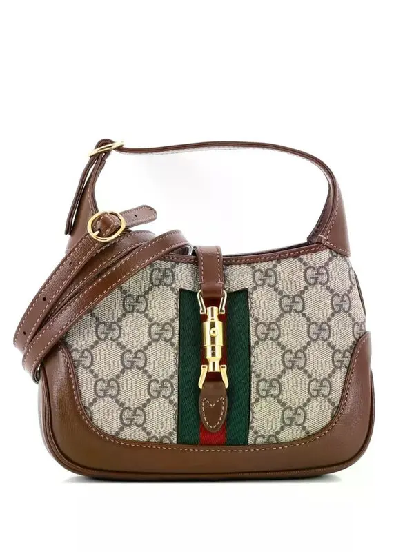 Gucci Jackie 1961 Gg Coated Canvas Mini Hobo Bag - Brown