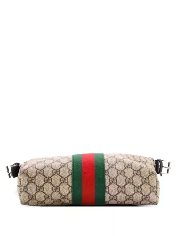 Gucci Web Messenger Bag Gg Coated Canvas Medium - Brown