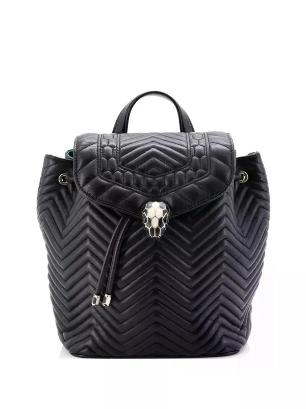 BVLGARI Serpenti Forever Quilted Leather Medium Backpack - Black