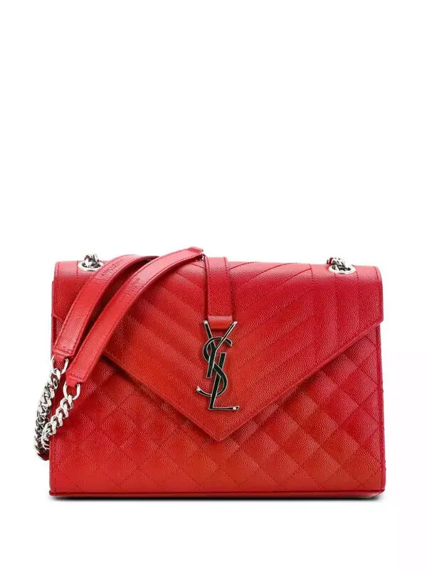Saint Laurent Monogram Envelope Satchel Medium - Red