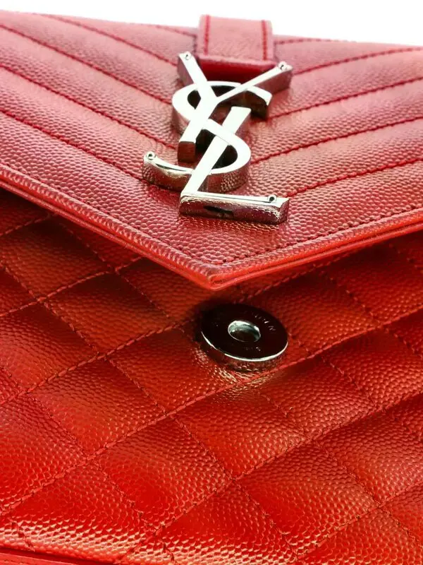 Saint Laurent Monogram Envelope Satchel Medium - Red