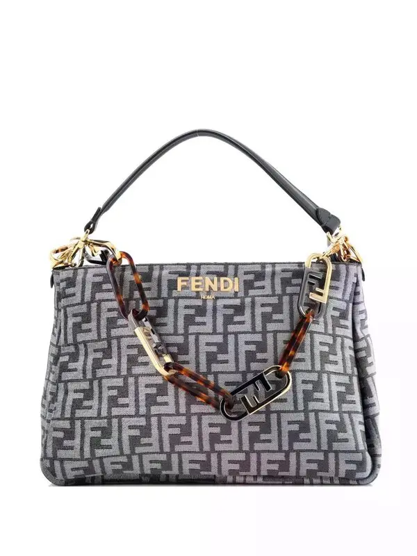 Fendi Zucca Chenille O'lock Zip Shoulder Bag - Grey