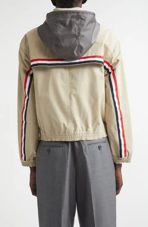 Thom Browne Track Jacket With Stowaway Hood - Beige