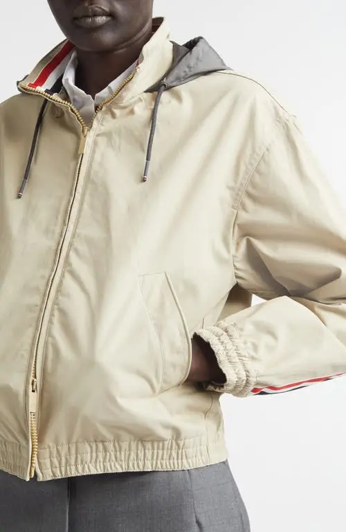 Thom Browne Track Jacket With Stowaway Hood - Beige