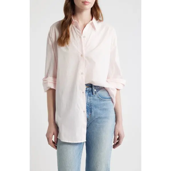 CISSA Oversize Cotton Button-up Shirt - Baby Pink
