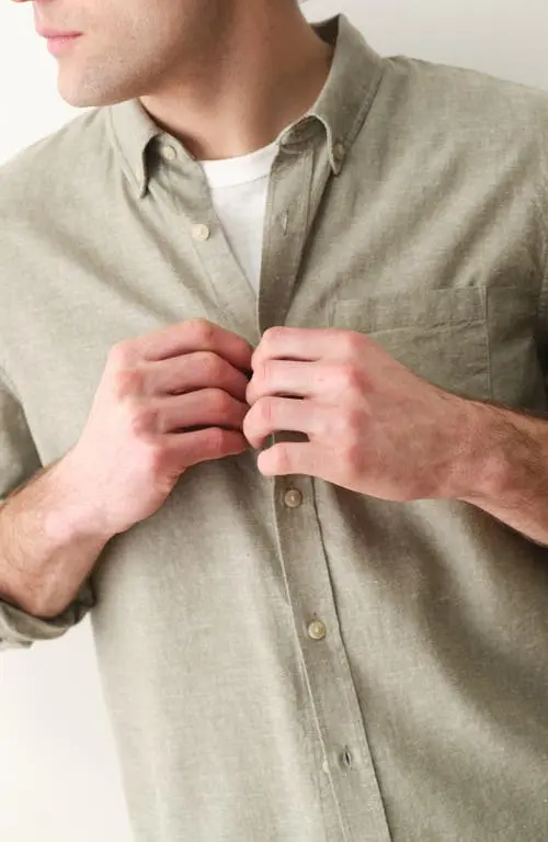Marine Layer Better-than-linen Hemp Blend Button-down Shirt - Olive