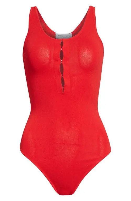 Brandon Maxwell The Scarlett Scoop Neck Bodysuit - Red