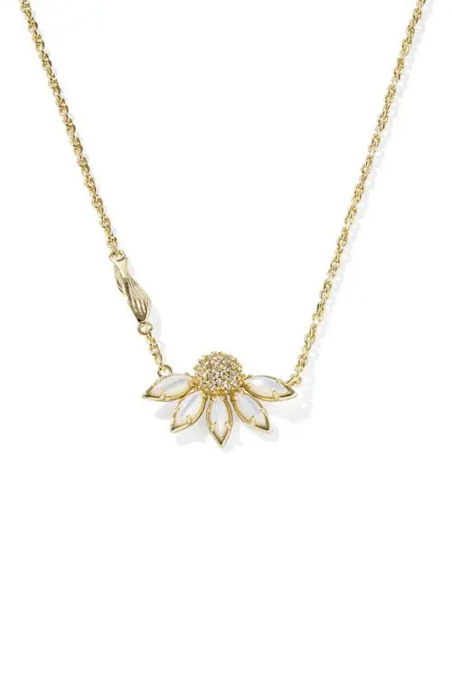 Kendra Scott Anya Pavé Flower Pendant - Gold Ivory Mix