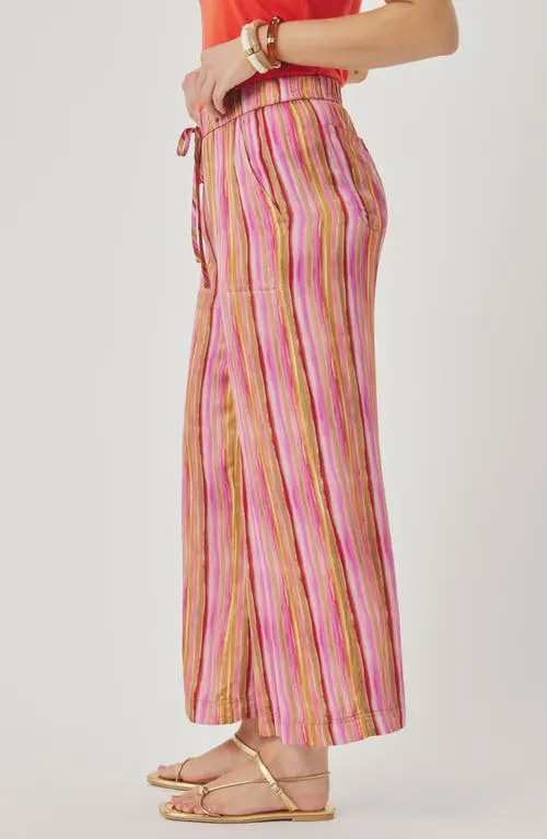 Splendid Angie Stripe Wide Leg Pants - Fuchsia Pink/multi