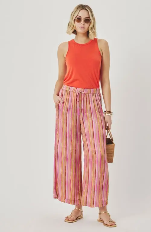 Splendid Angie Stripe Wide Leg Pants - Fuchsia Pink/multi