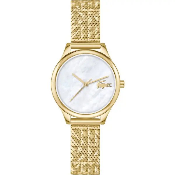 Lacoste Mini Crocodelle Mesh Strap Watch - Gold