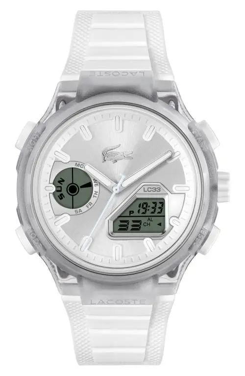 Lacoste Lc33 Ana-digi Silicone Strap Watch - Silver/white