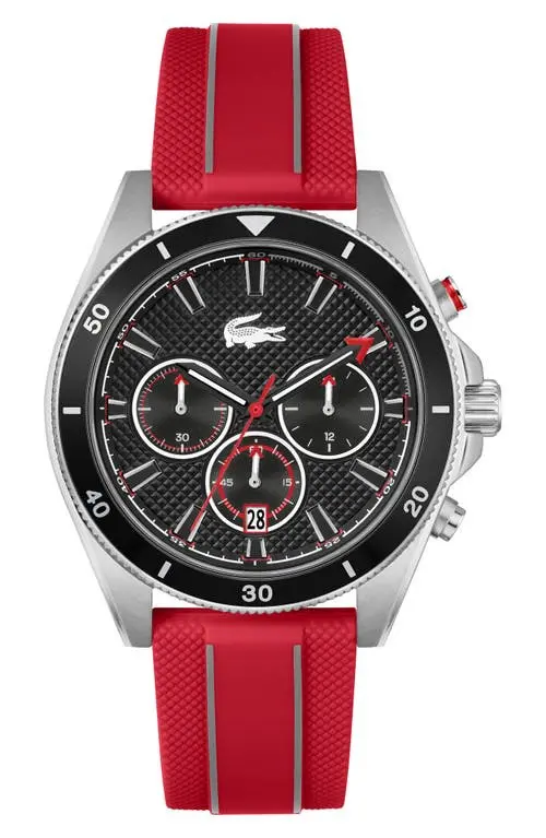 Lacoste Mainsail Chronograph Silicone Strap Watch - Red/black