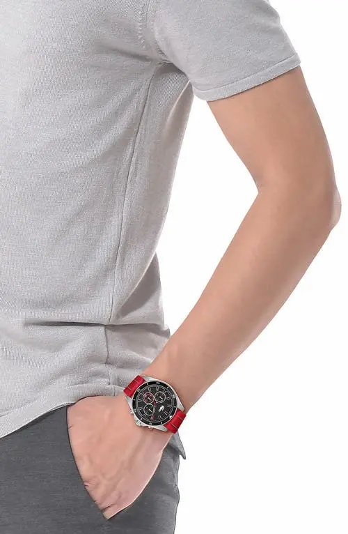 Lacoste Mainsail Chronograph Silicone Strap Watch - Red/black