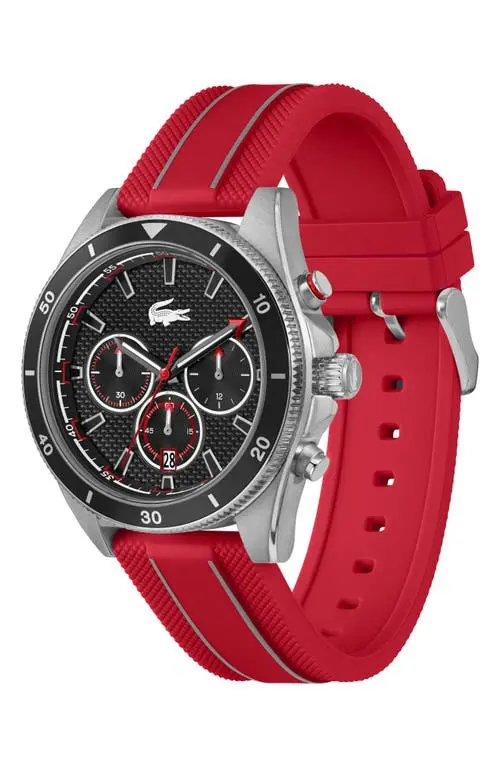 Lacoste Mainsail Chronograph Silicone Strap Watch - Red/black