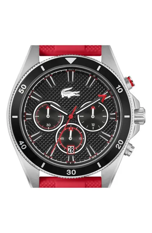 Lacoste Mainsail Chronograph Silicone Strap Watch - Red/black