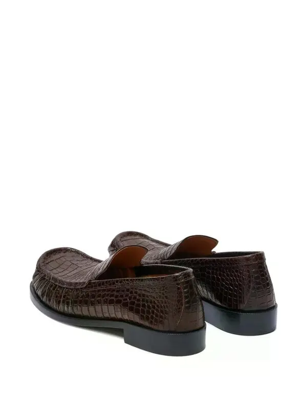 Dries Van Noten Embossed Leather Loafers - Brown