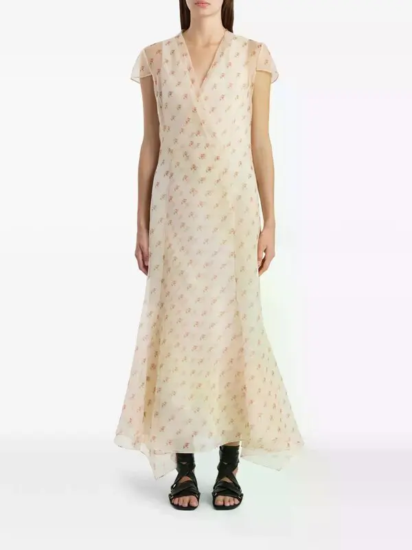 Khaite V-neck Midi Dress - Neutrals