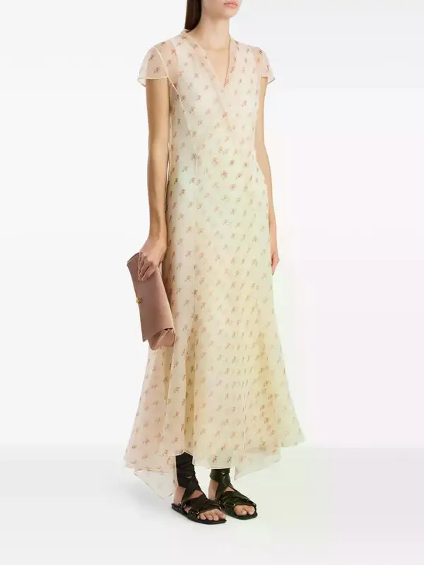 Khaite V-neck Midi Dress - Neutrals