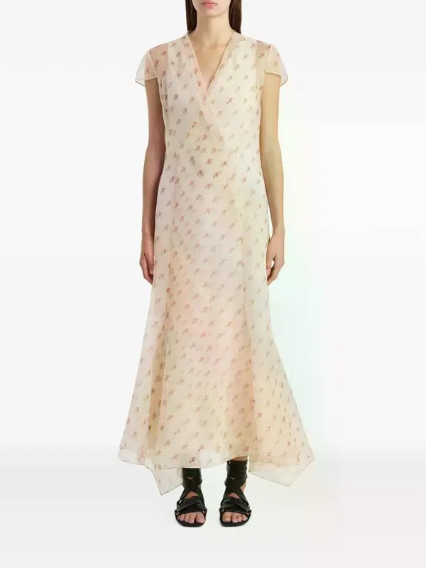 Khaite V-neck Midi Dress - Neutrals