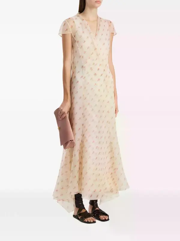 Khaite V-neck Midi Dress - Neutrals