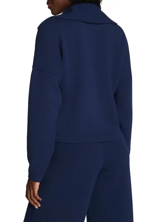 Spanx Airessentials French Rib Quarter Zip Pullover - Timeless Navy