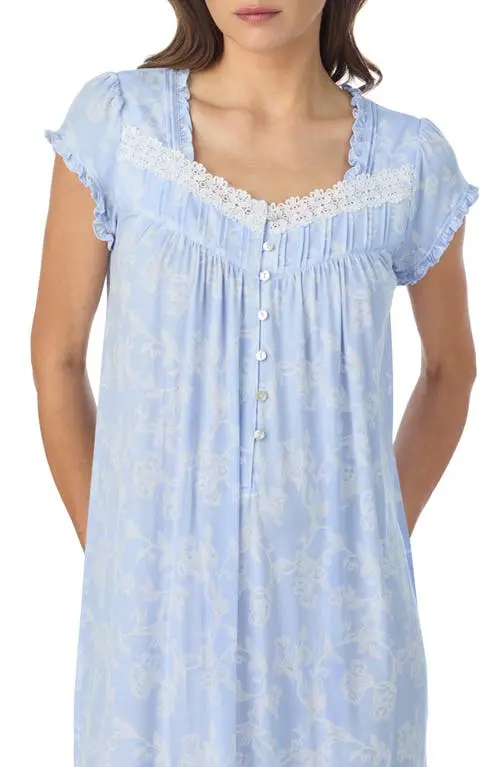 Eileen West Waltz Floral Nightgown - Blue/prt