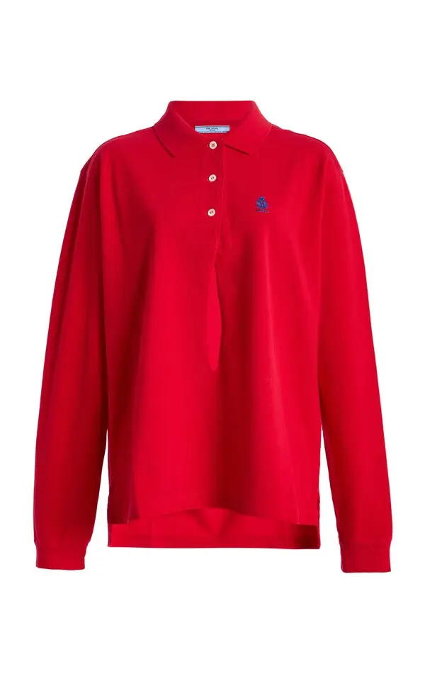 Prada Cotton Pique Polo Shirt - Red