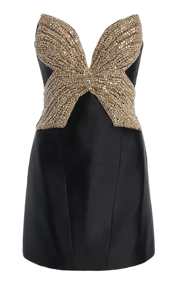 Costarellos Tala Butterfly-appliqued Mikado Mini Dress