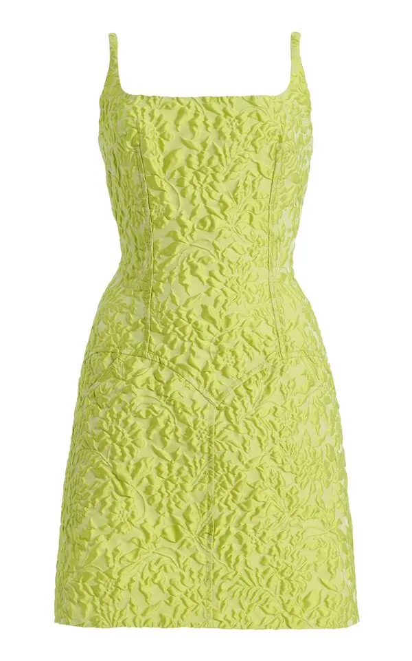 EMILIA WICKSTEAD Eliezer Jacquard Mini Dress - Lime Green