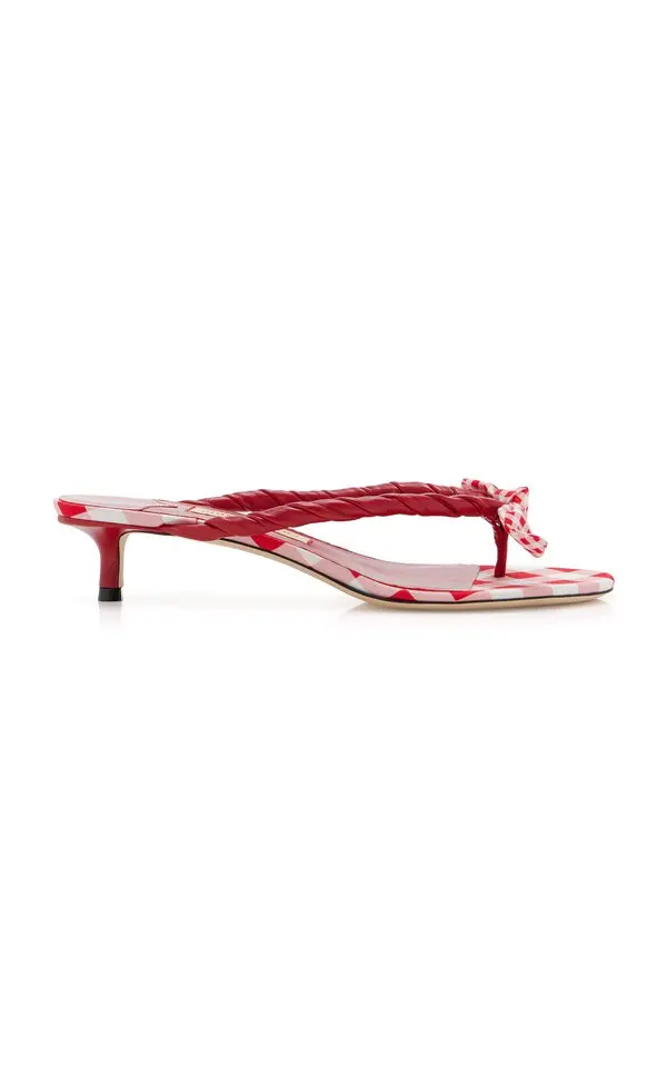 JIMMY CHOO Liss Gingham Leather Sandals - Red