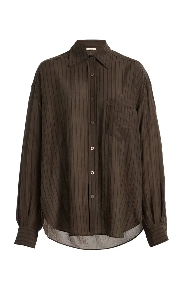ELCE Remi Oversized Striped Shirt - Brown